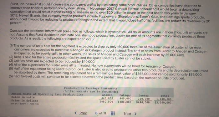 Solved Furst, Inc. believed it could increase the company's | Chegg.com
