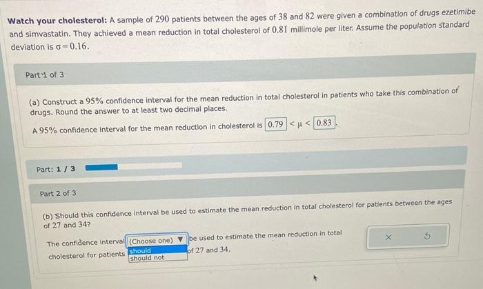 Solved Watch your cholesterol: A sample of 290 patients | Chegg.com
