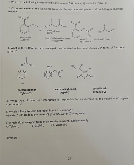 Solved 2. Explain the miscibility of ONE molecule of ethanol | Chegg.com