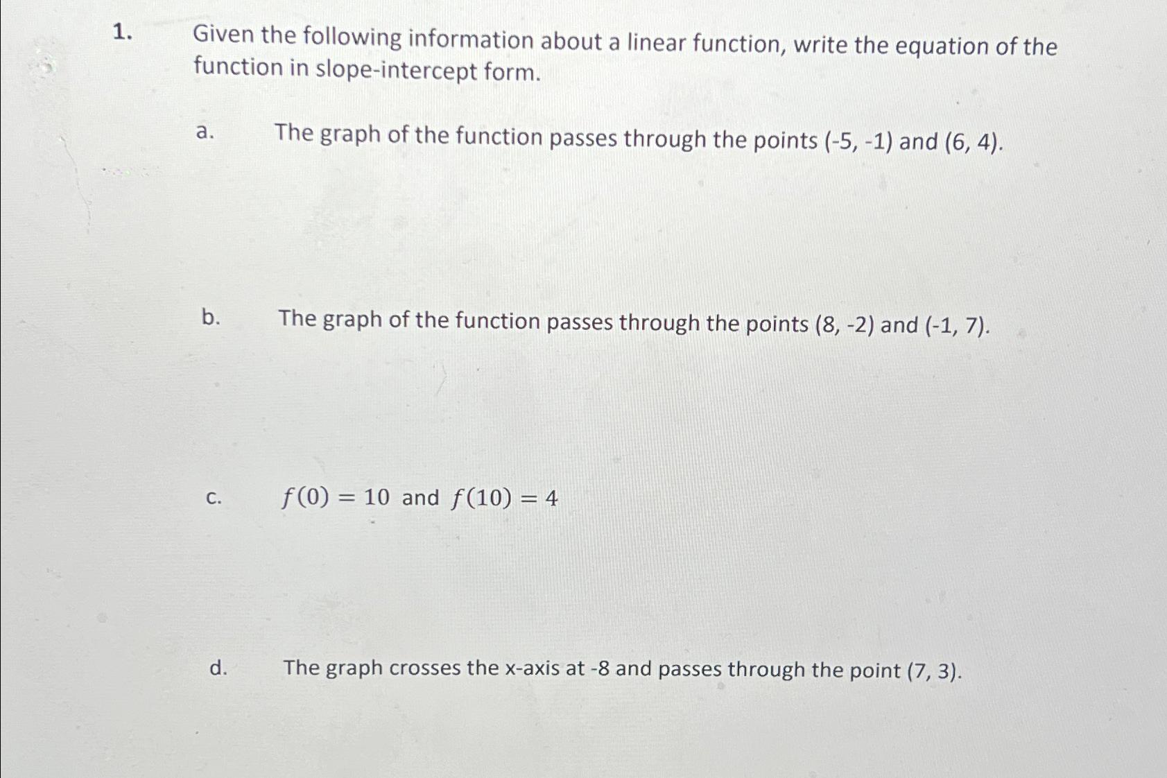 Solved Given the following information about a linear | Chegg.com