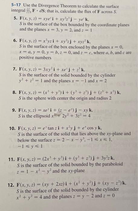 Solved 5-17 Use the Divergence Theorem to calculate the | Chegg.com