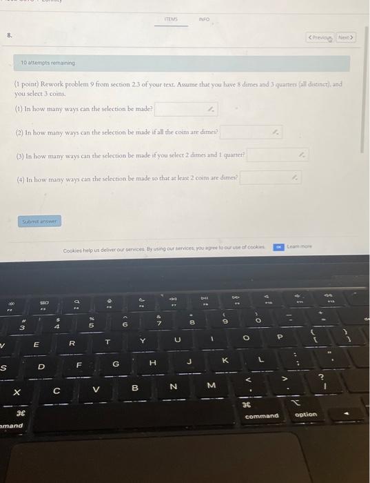 V S 8. 10 attempts remaining. 30: F2 (1 point) Rework | Chegg.com