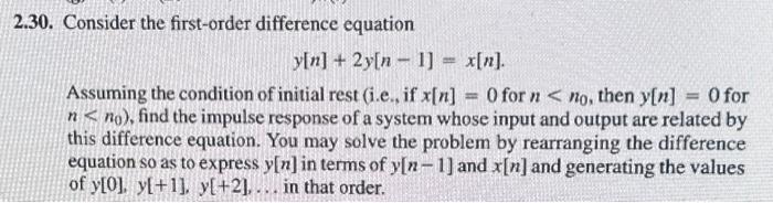 2.30. Consider the first-order difference equation | Chegg.com