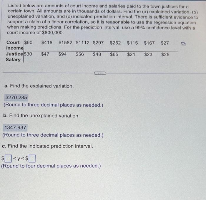 Solved Listed below are amounts of court income and salaries | Chegg.com
