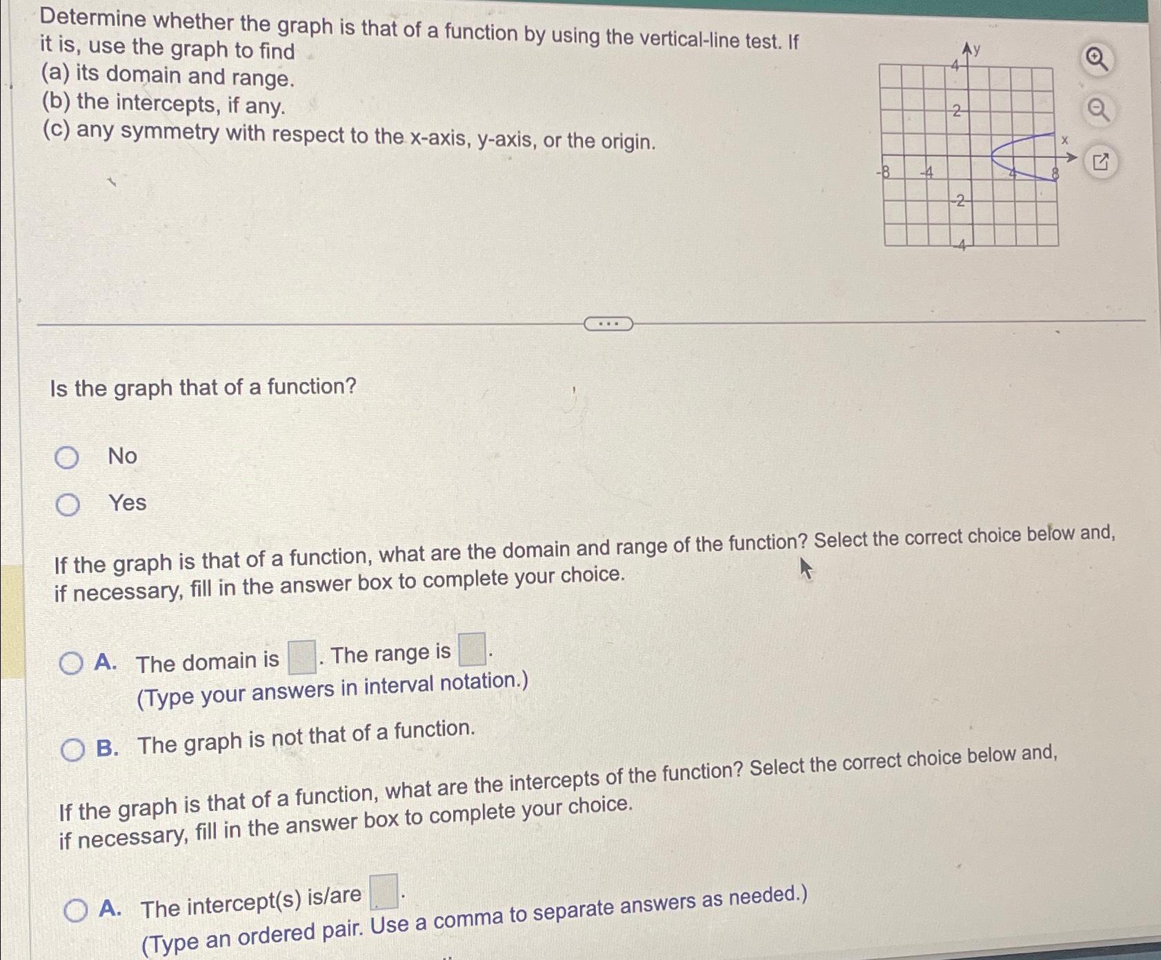 Solved Determine whether the graph is that of a function by | Chegg.com