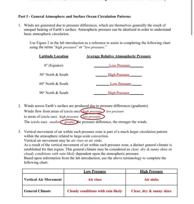 Solved Part I - General Atmosphere and Surface Ocean | Chegg.com