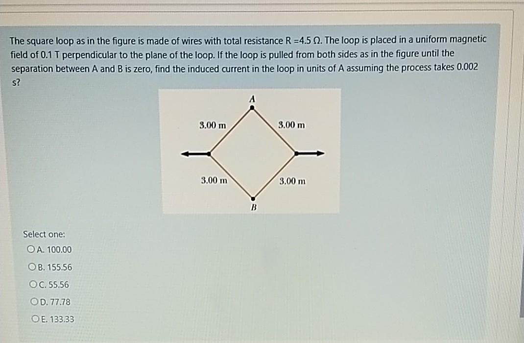 Solved The square loop as in the figure is made of wires | Chegg.com