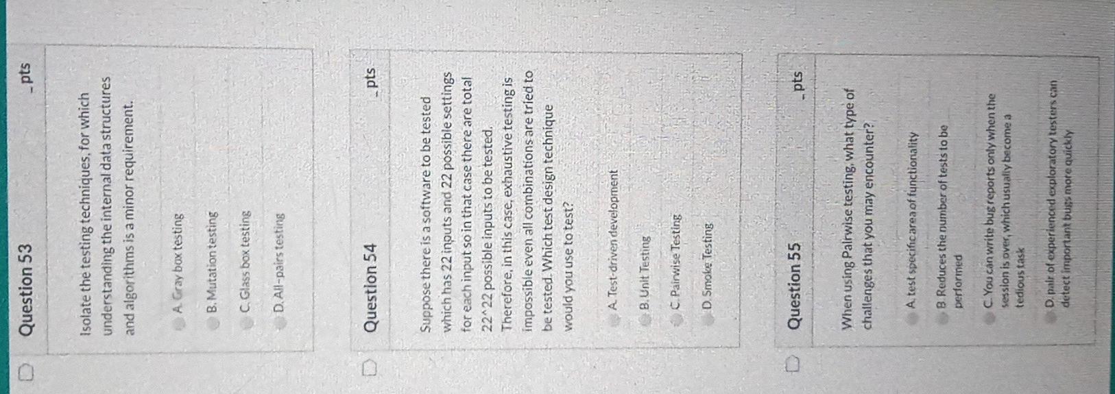 Solved Isolate the testing techniques, for which | Chegg.com