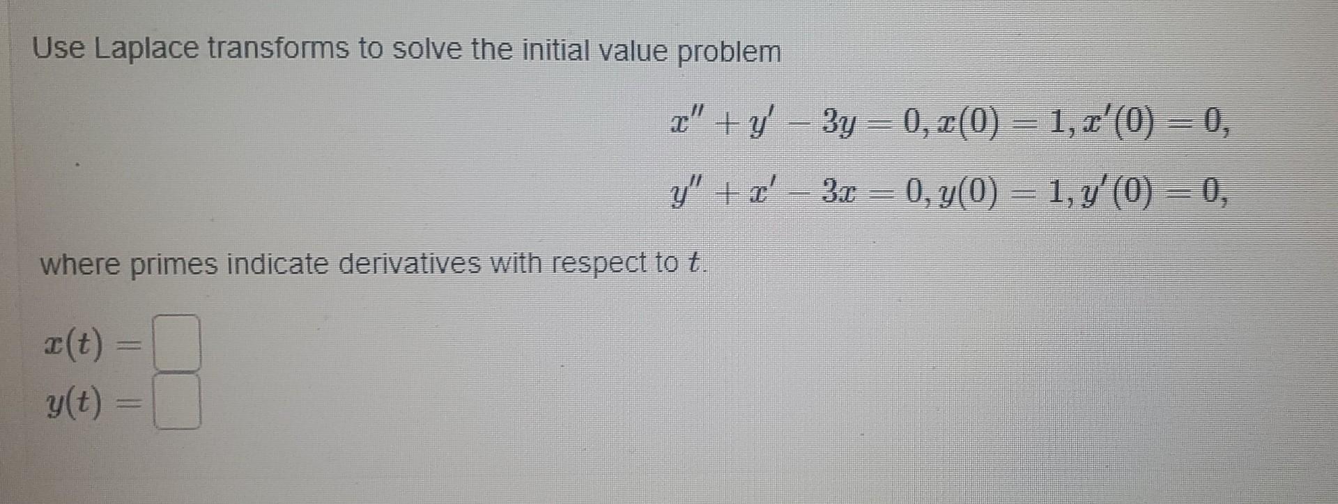 Solved Use Laplace transforms to solve the initial value | Chegg.com