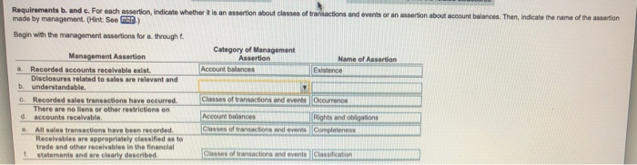 Requirements b. and c. For each assertion, indicate | Chegg.com