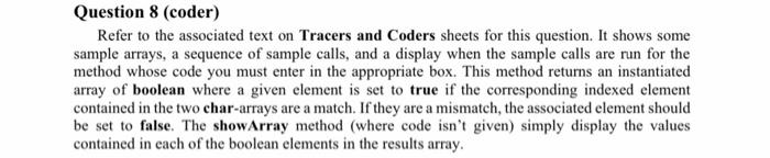 Solved Question 8 (coder) Refer to the associated text on | Chegg.com