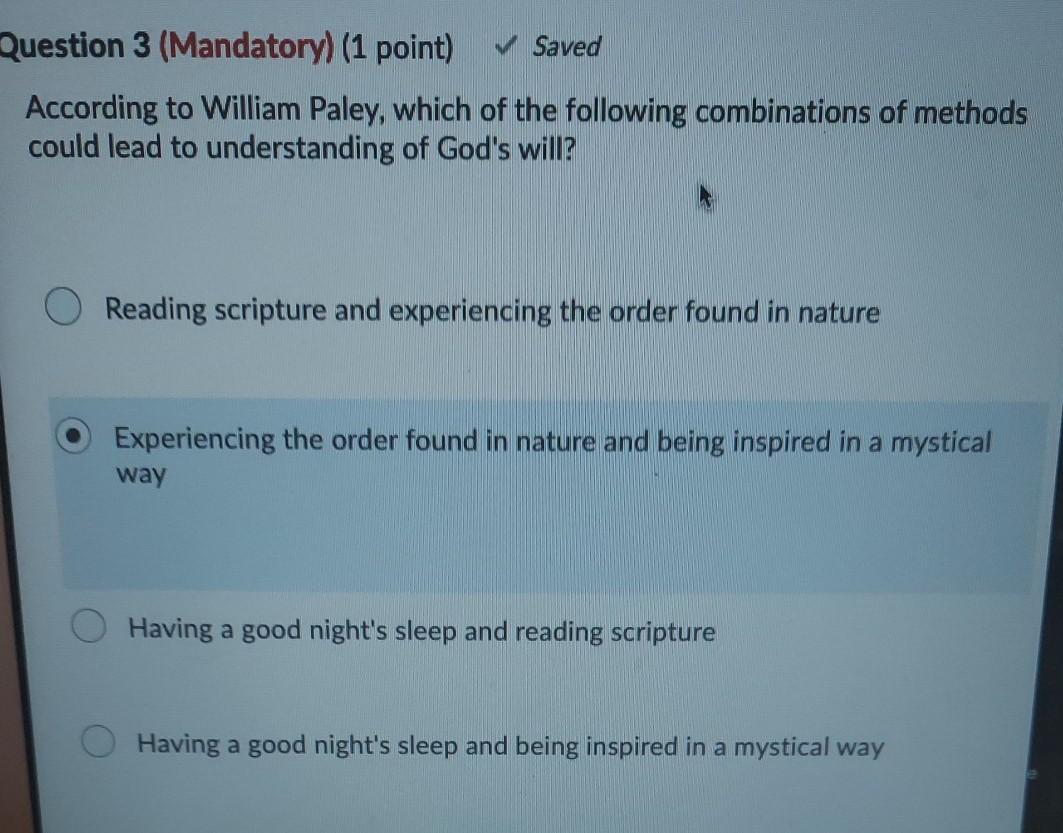 Solved Question 3 (Mandatory) (1 point) Saved According to | Chegg.com