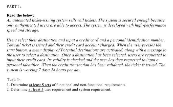 Solved Read the below: An automated ticket-issuing system | Chegg.com