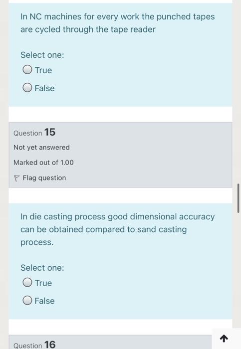 Solved In NC machines for every work the punched tapes are | Chegg.com