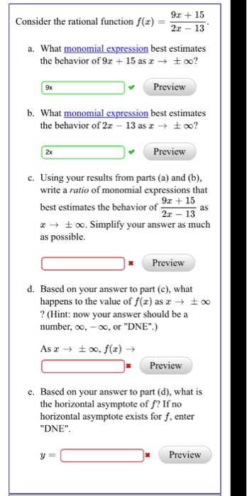 Solved Consider the rational function (2) 9x + 15 2 - 13 a. | Chegg.com