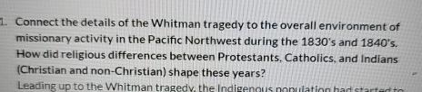 Solved Connect the details of the Whitman tragedy to the | Chegg.com