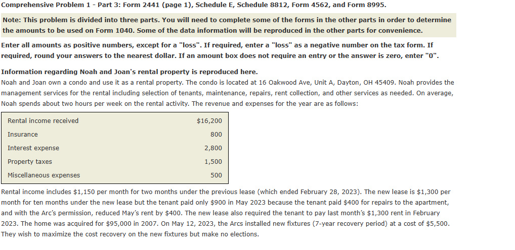 Comprehensive Problem 1 - ﻿Part 3: Form 2441 (page | Chegg.com