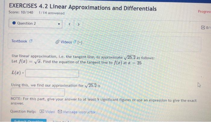 Solved EXERCISES 4.2 Linear Approximations and Differentials | Chegg.com