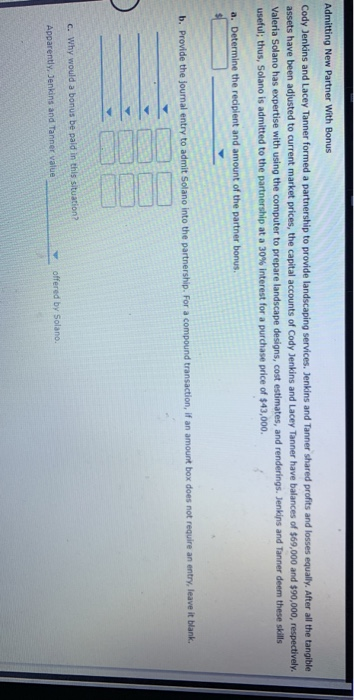 Solved Admitting New Partner With Bonus Cody Jenkins and | Chegg.com