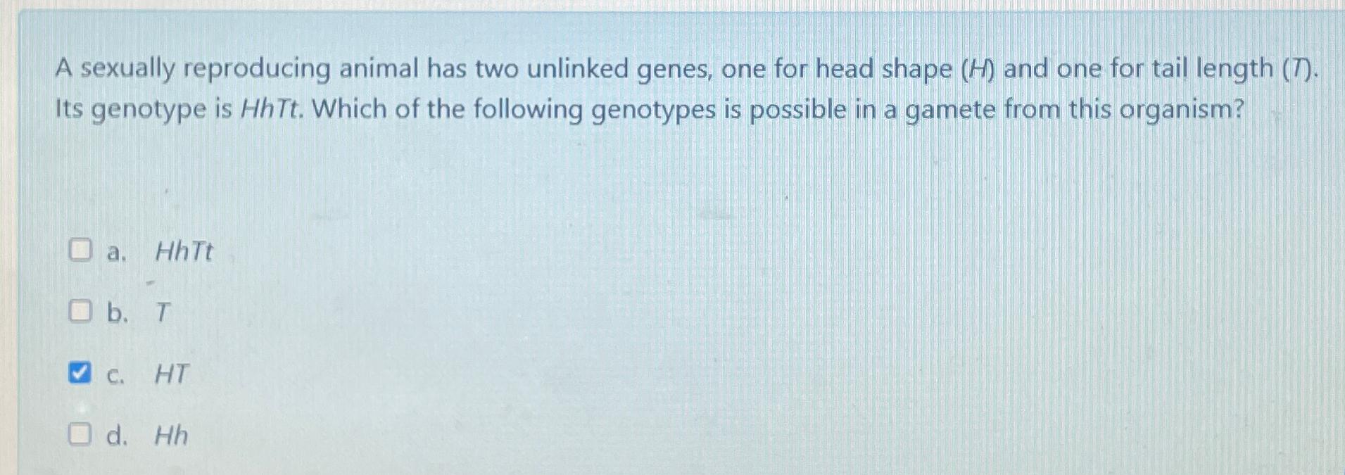 Solved A sexually reproducing animal has two unlinked genes, | Chegg.com
