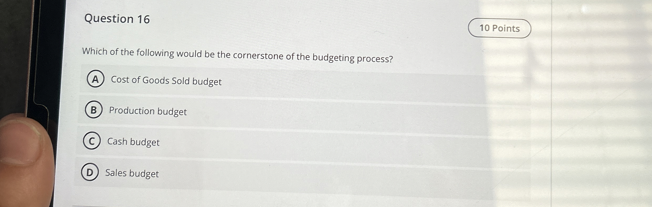 Solved Question 1610 ﻿PointsWhich of the following would be | Chegg.com