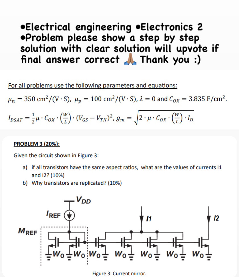 Solved -Electrical engineering *Electronics 2 -Problem | Chegg.com