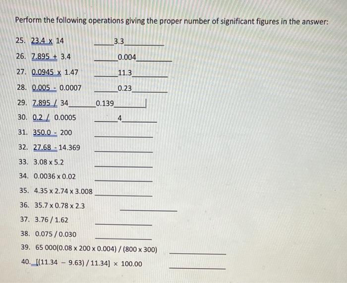 Solved Perform the following operations giving the proper | Chegg.com
