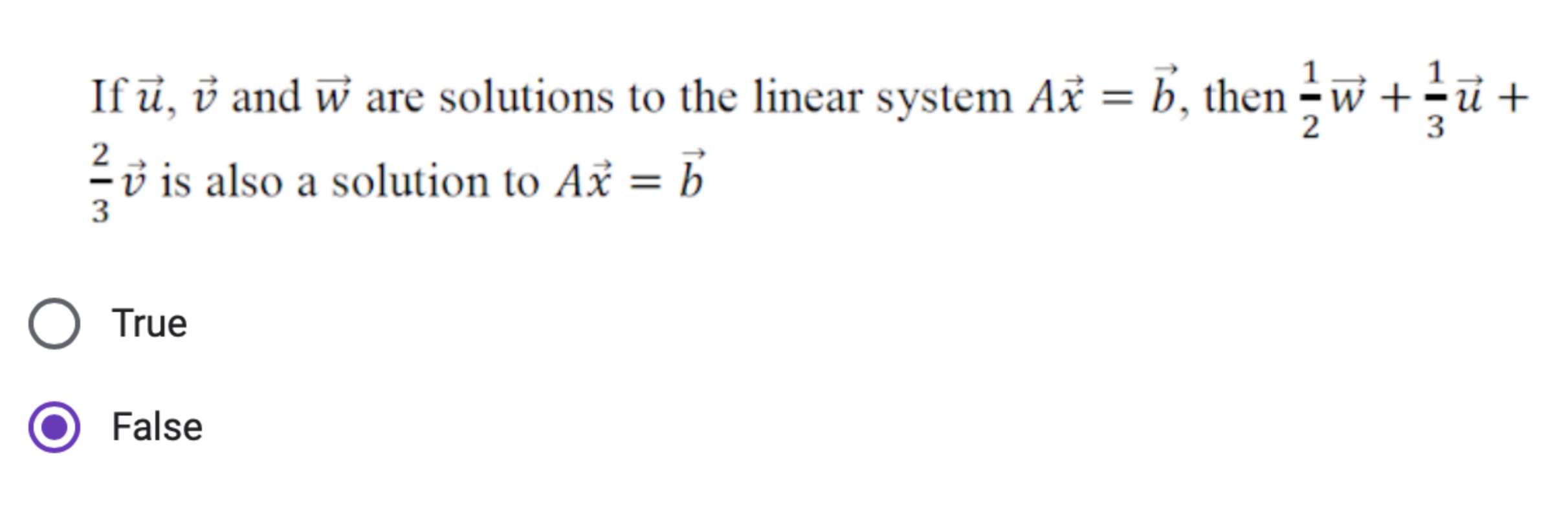 Solved If vec(u),vec(v) ﻿and vec(w) ﻿are solutions to the | Chegg.com