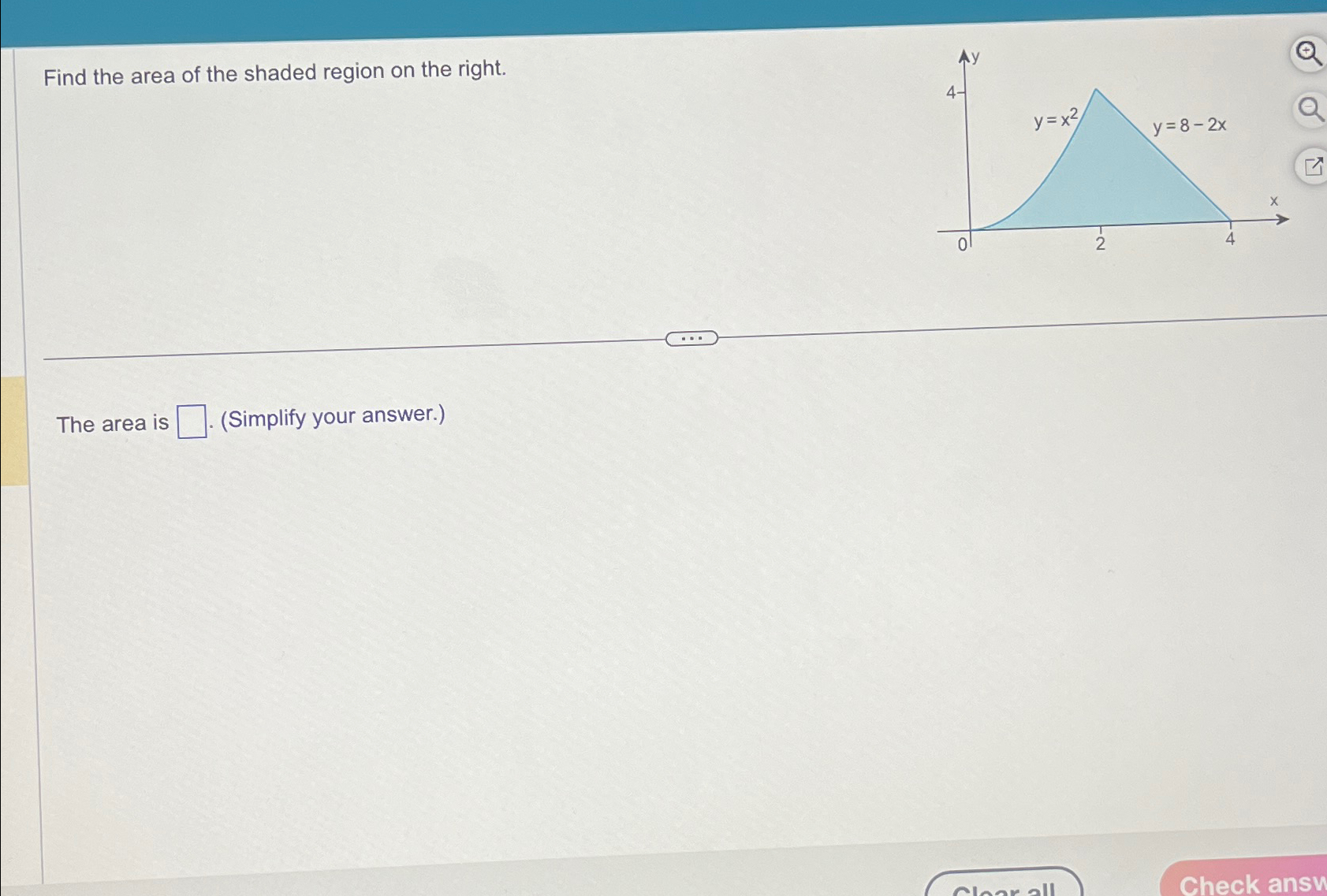 Solved Find the area of the shaded region on the right.The | Chegg.com