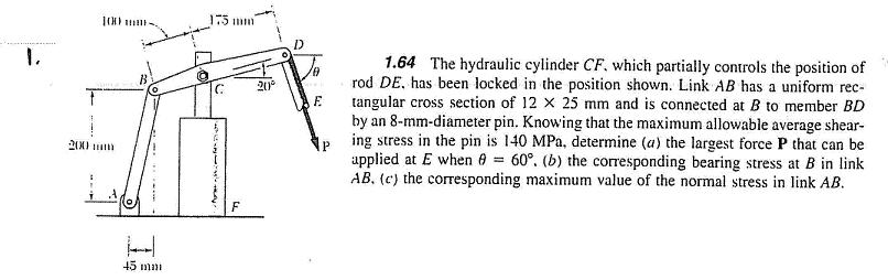 Solved The hydraulic cylinder CF. which partially controls | Chegg.com