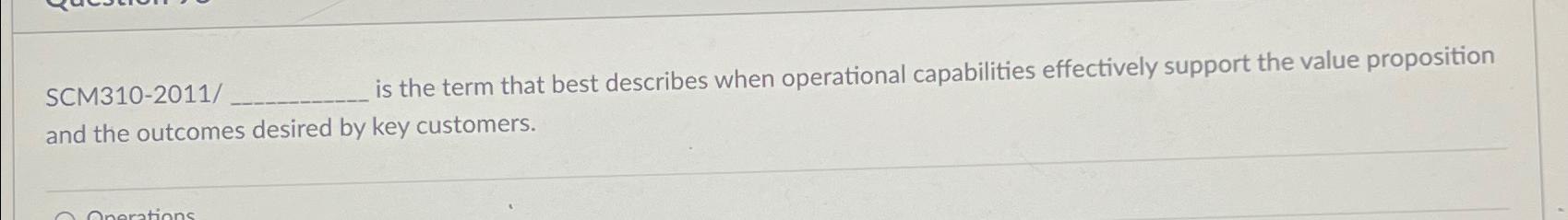 Solved SCM310-2011/ ﻿is the term that best describes when | Chegg.com