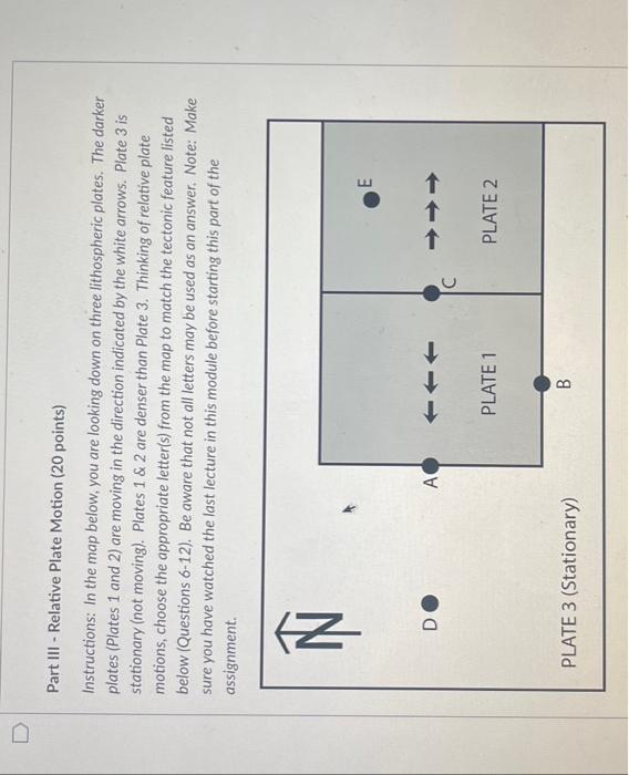 Solved Part III - Relative Plate Motion ( 20 points) | Chegg.com