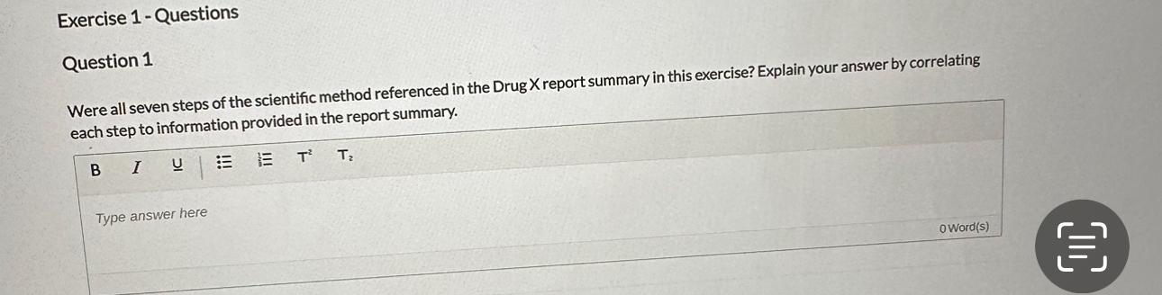 Solved Exercise 1-QuestionsQuestion 1Were all seven steps of | Chegg.com