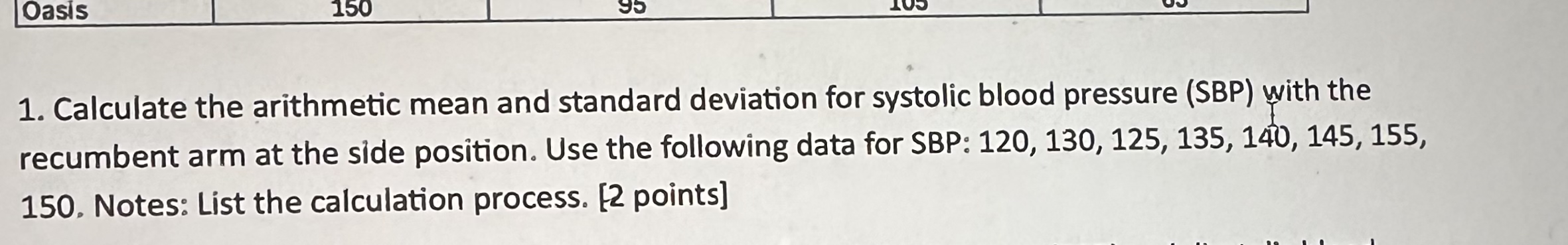 Solved Calculate the arithmetic mean and standard deviation | Chegg.com