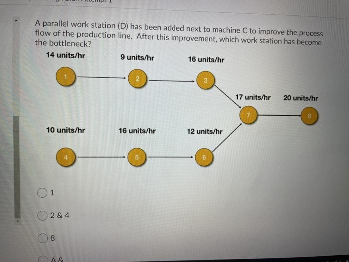 A parallel work station (D) has been added next to | Chegg.com