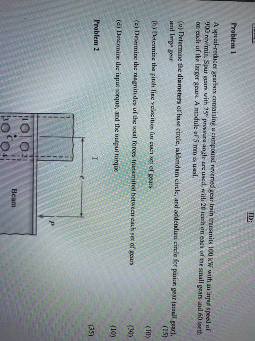 Solved LE ID: Problem 1 A speed-reducer gearbox containing a | Chegg.com
