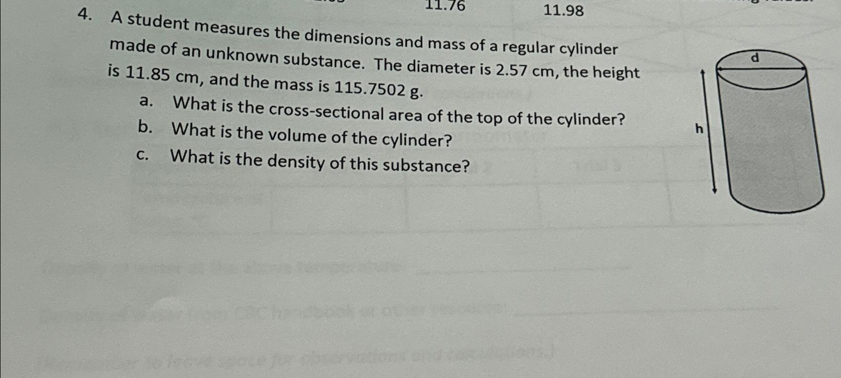 Solved A student measures the dimensions and mass of a | Chegg.com