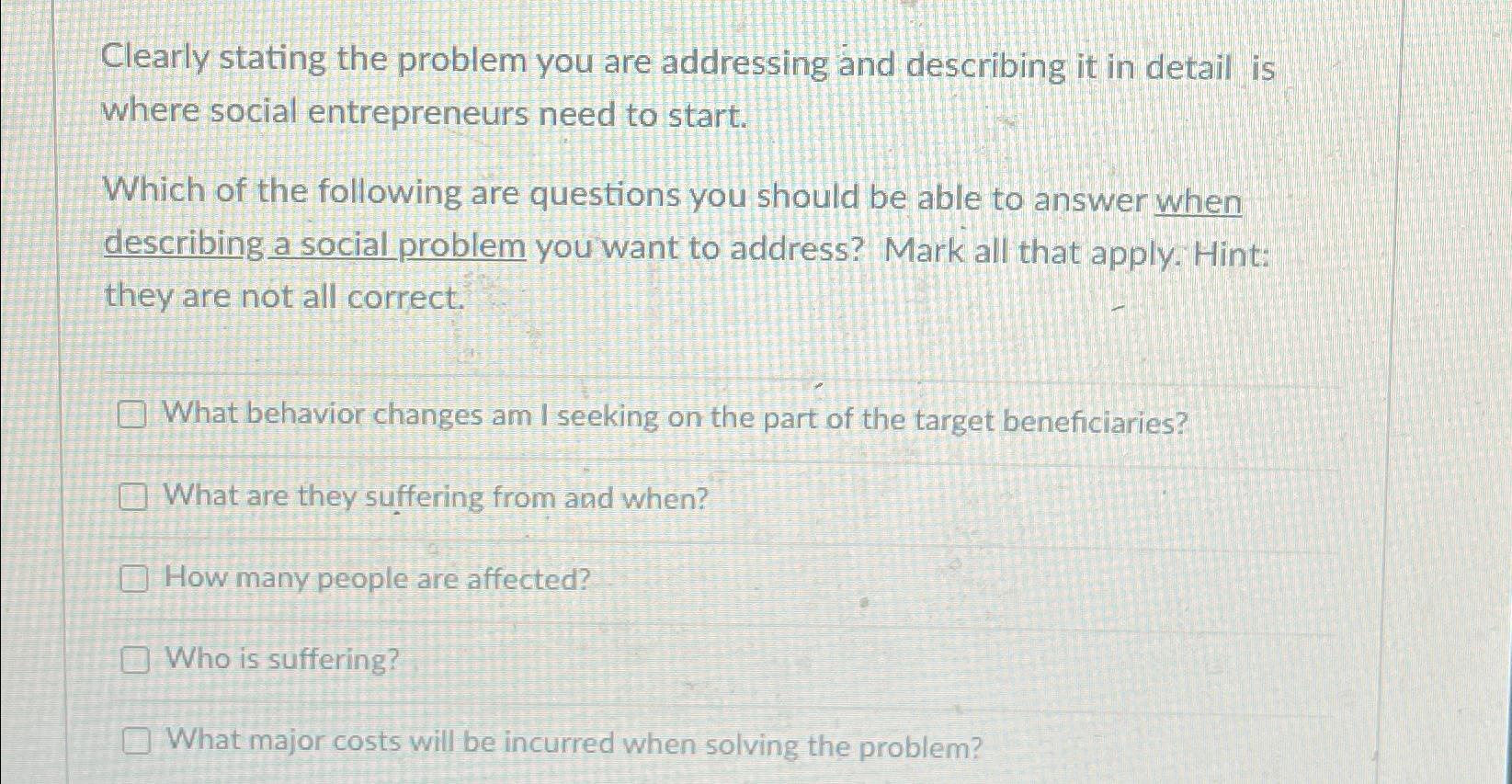 Solved Clearly stating the problem you are addressing and | Chegg.com