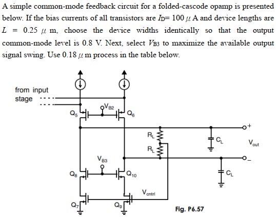 Solved A simple common-mode feedback circuit for a | Chegg.com