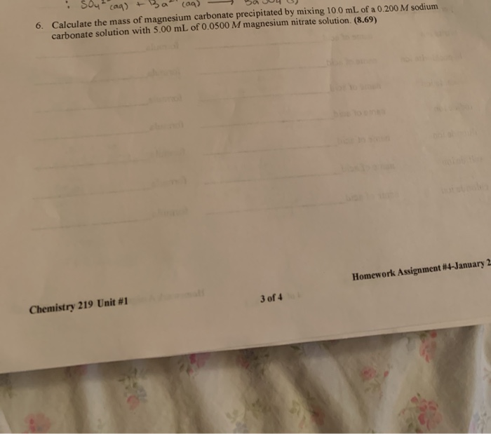 Solved ca) + SO4 (aq) 6. Calculate the mass of magnesium | Chegg.com