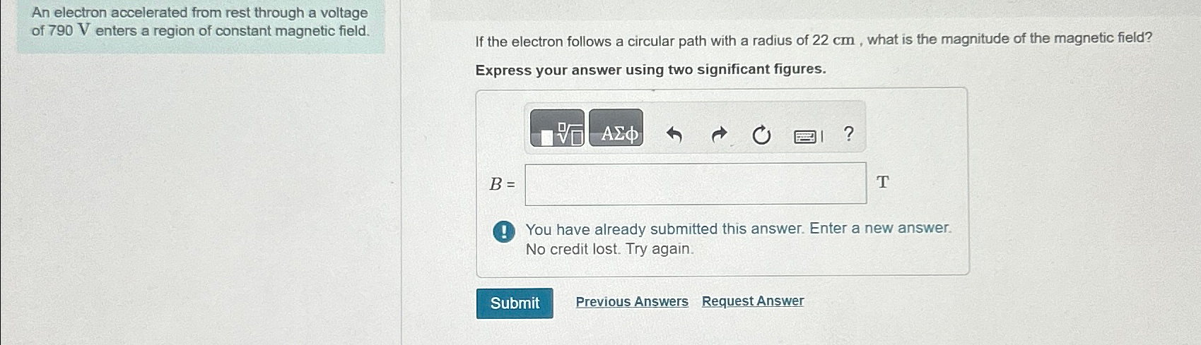 Solved An electron accelerated from rest through a voltage | Chegg.com