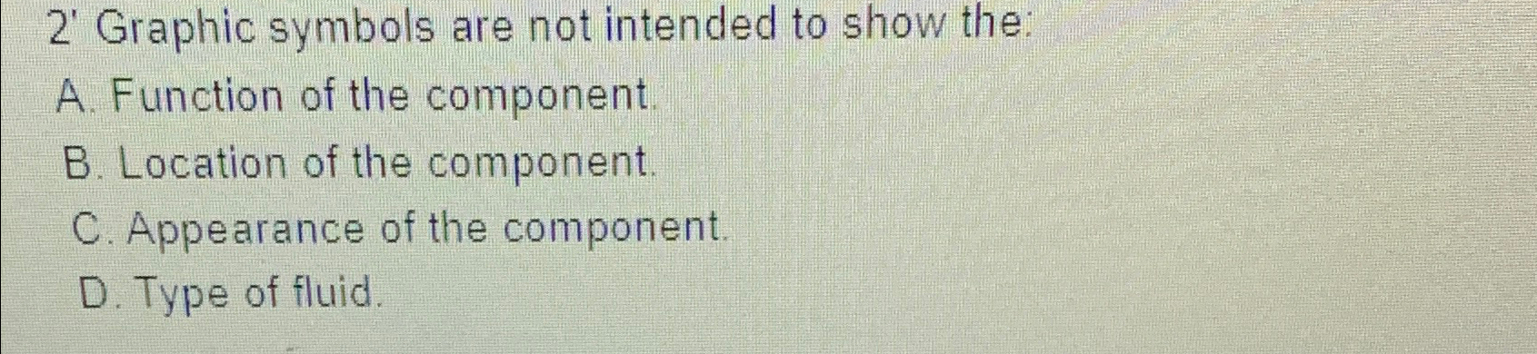 Solved 2' ﻿Graphic symbols are not intended to show the:A. | Chegg.com