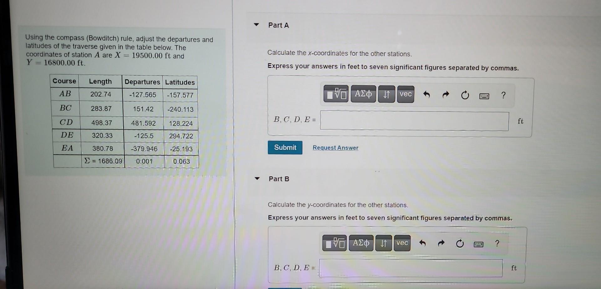 Solved Using the compass (Bowditch) rule, adjust the | Chegg.com