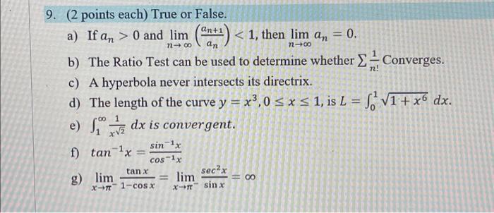 Solved a) If an>0 and limn→∞(anan+1)