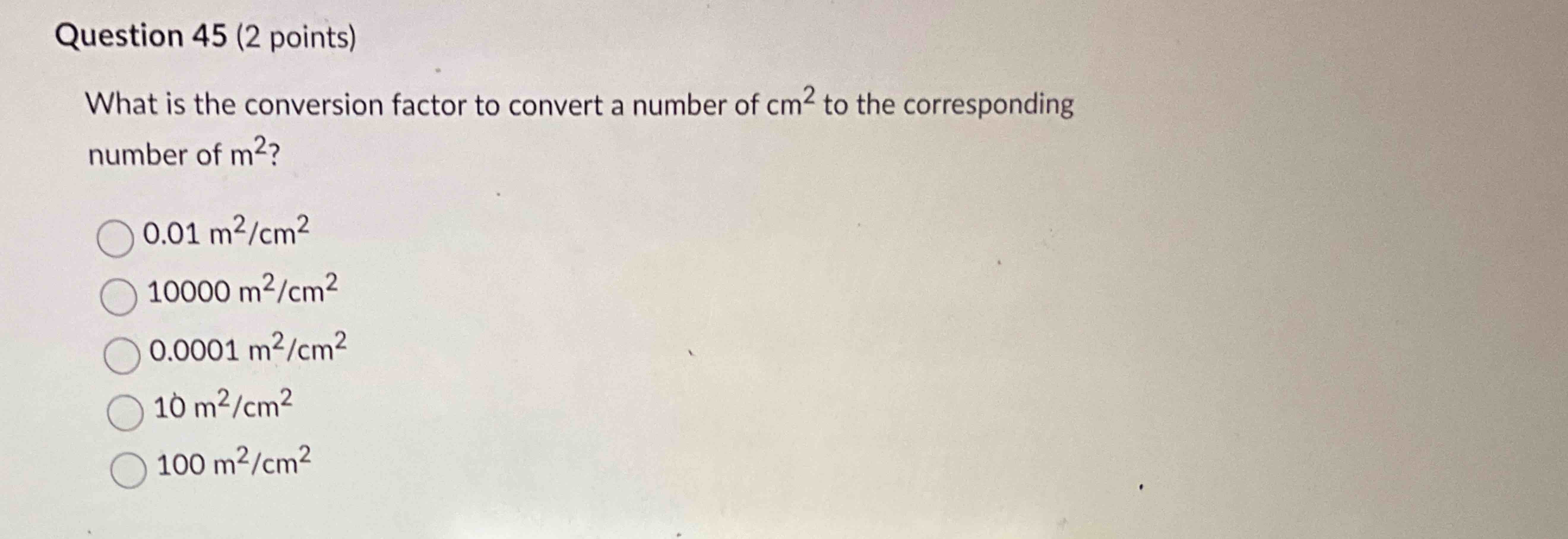 Solved Question 45 (2 ﻿points)What is ﻿the conversion factor | Chegg.com