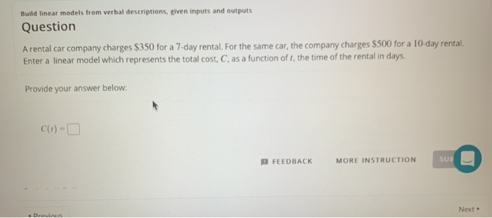Solved Build linear models from verbal descriptions, given | Chegg.com