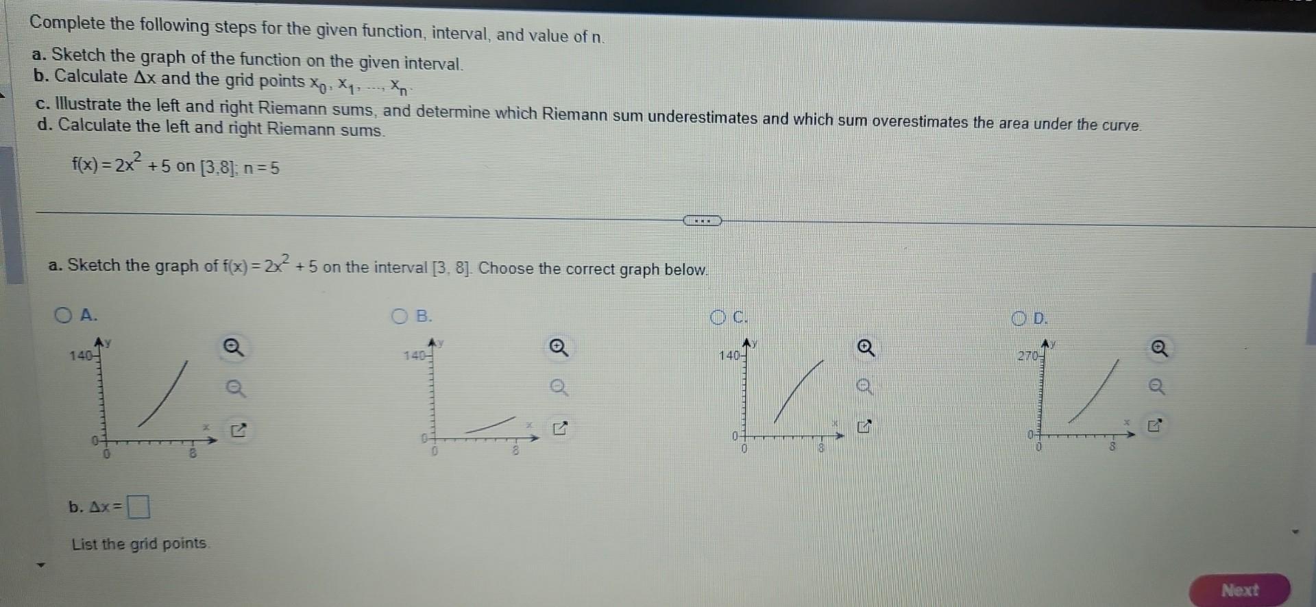 Solved Complete the following steps for the given function, | Chegg.com