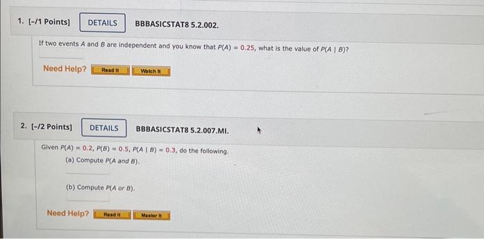 Solved If two events A and B are independent and you know | Chegg.com