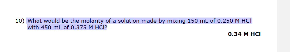 Solved What would be the molarity of a solution made by | Chegg.com