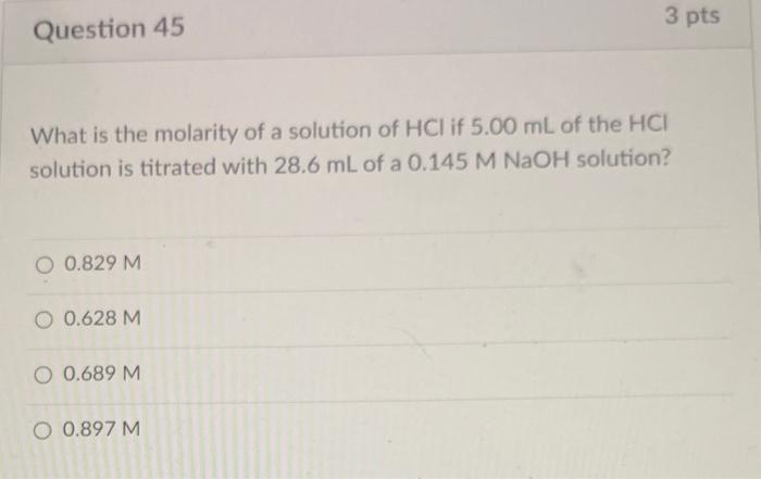 Solved What is the molarity of a solution of HCl if 5.00 mL | Chegg.com